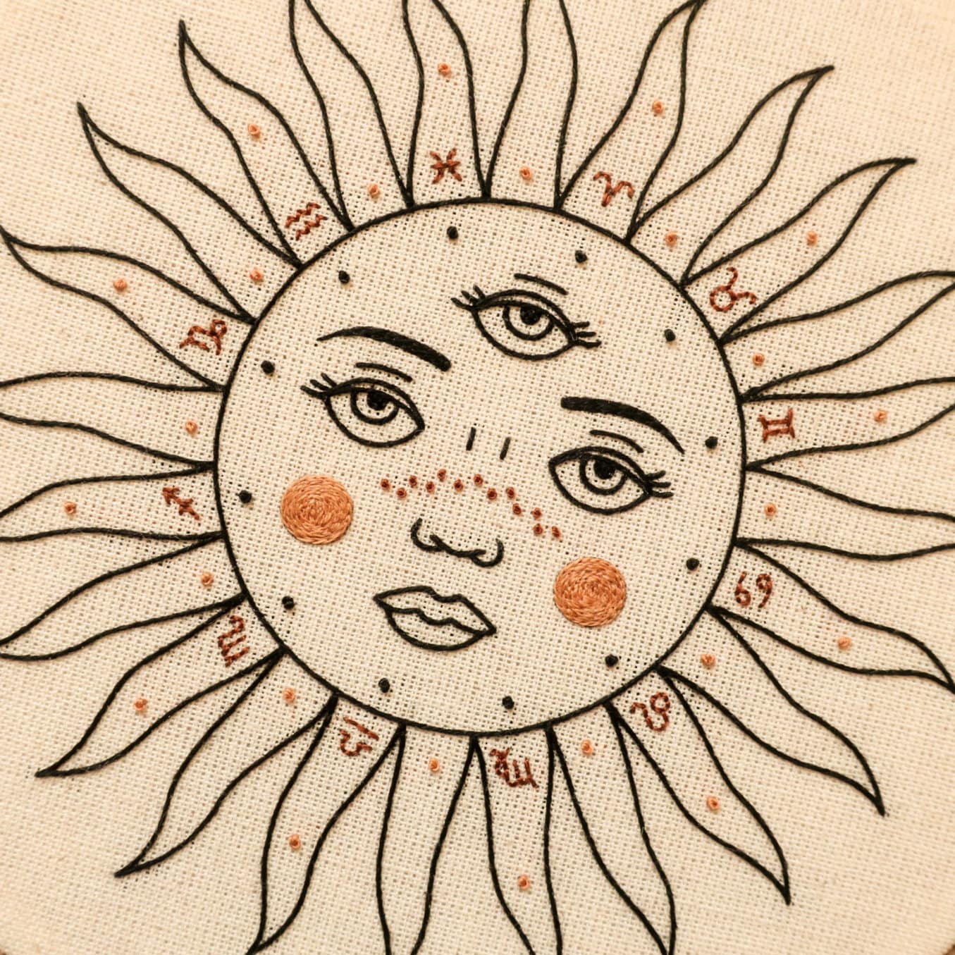 Three Eyed Sun With Zodiac Sign Details modern Hand | Etsy