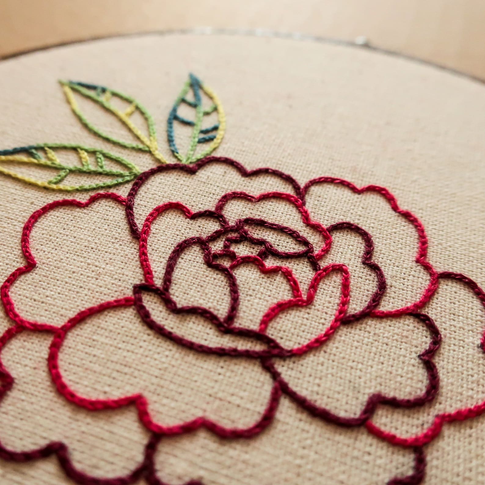 Rose Hand Embroidery Hoop Art modern Hand Embroidery Wall - Etsy