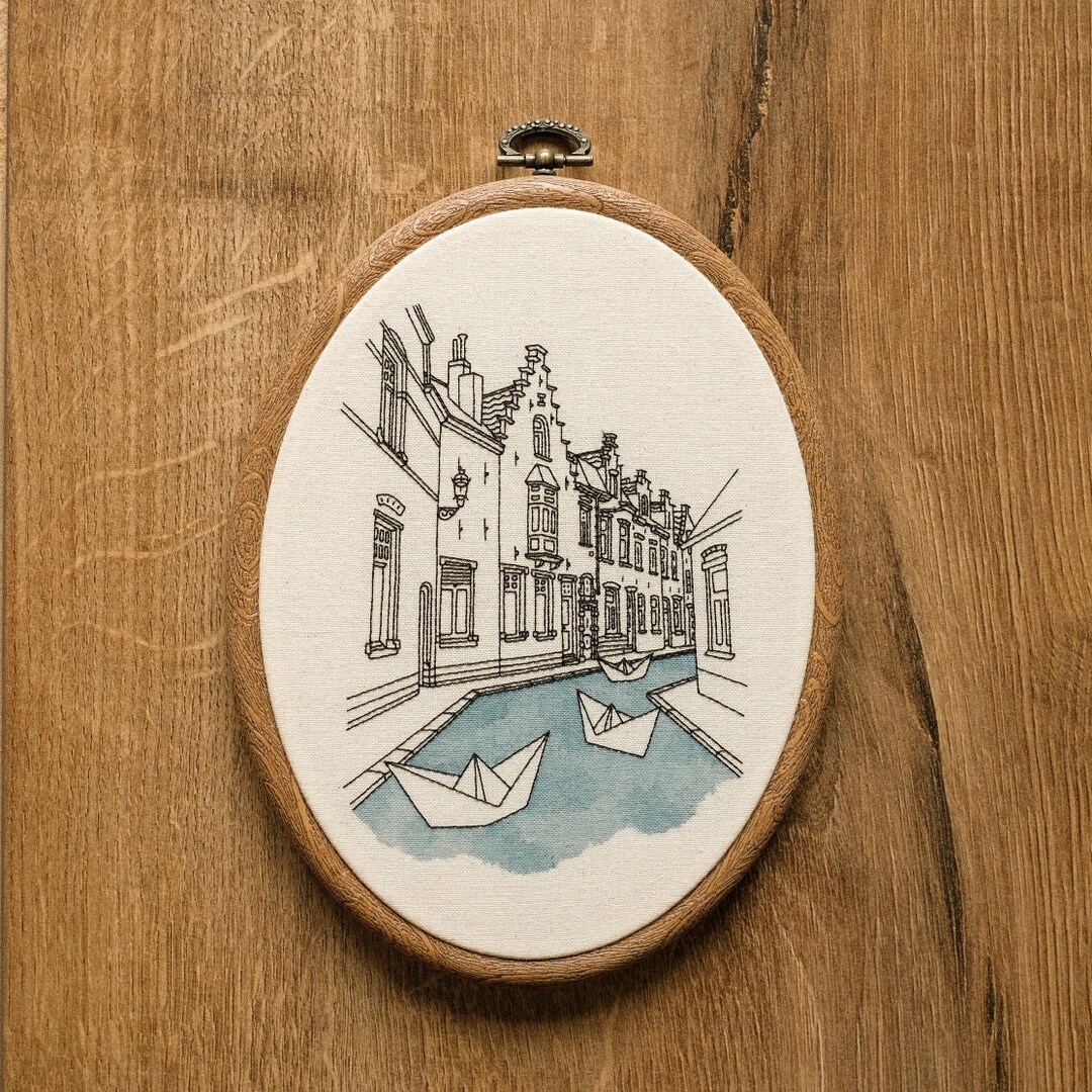 Paper Boats in the City Hand Embroidery Hoop Art (modern Hand ...