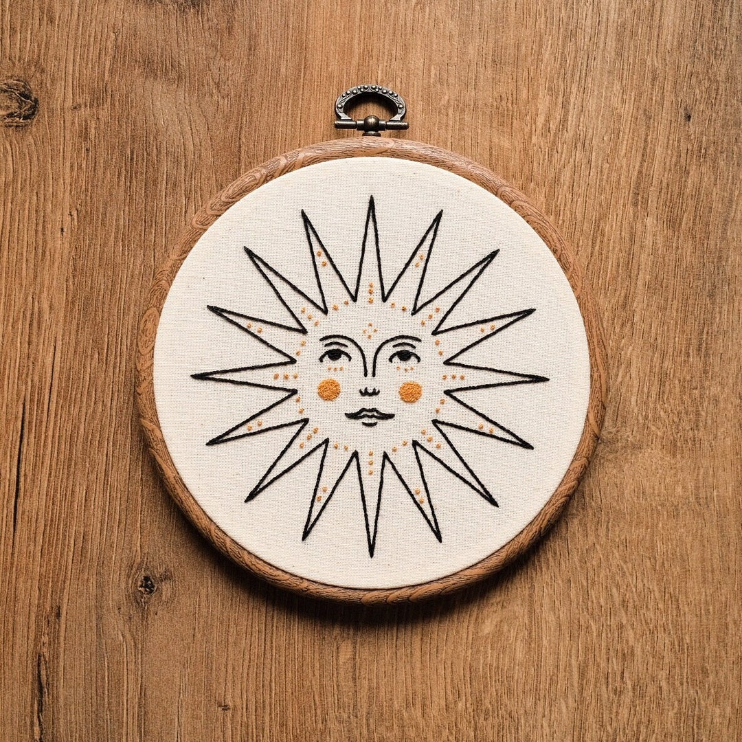 Sun Hand Embroidery Hoop Art: Modern Wall Decor - Etsy