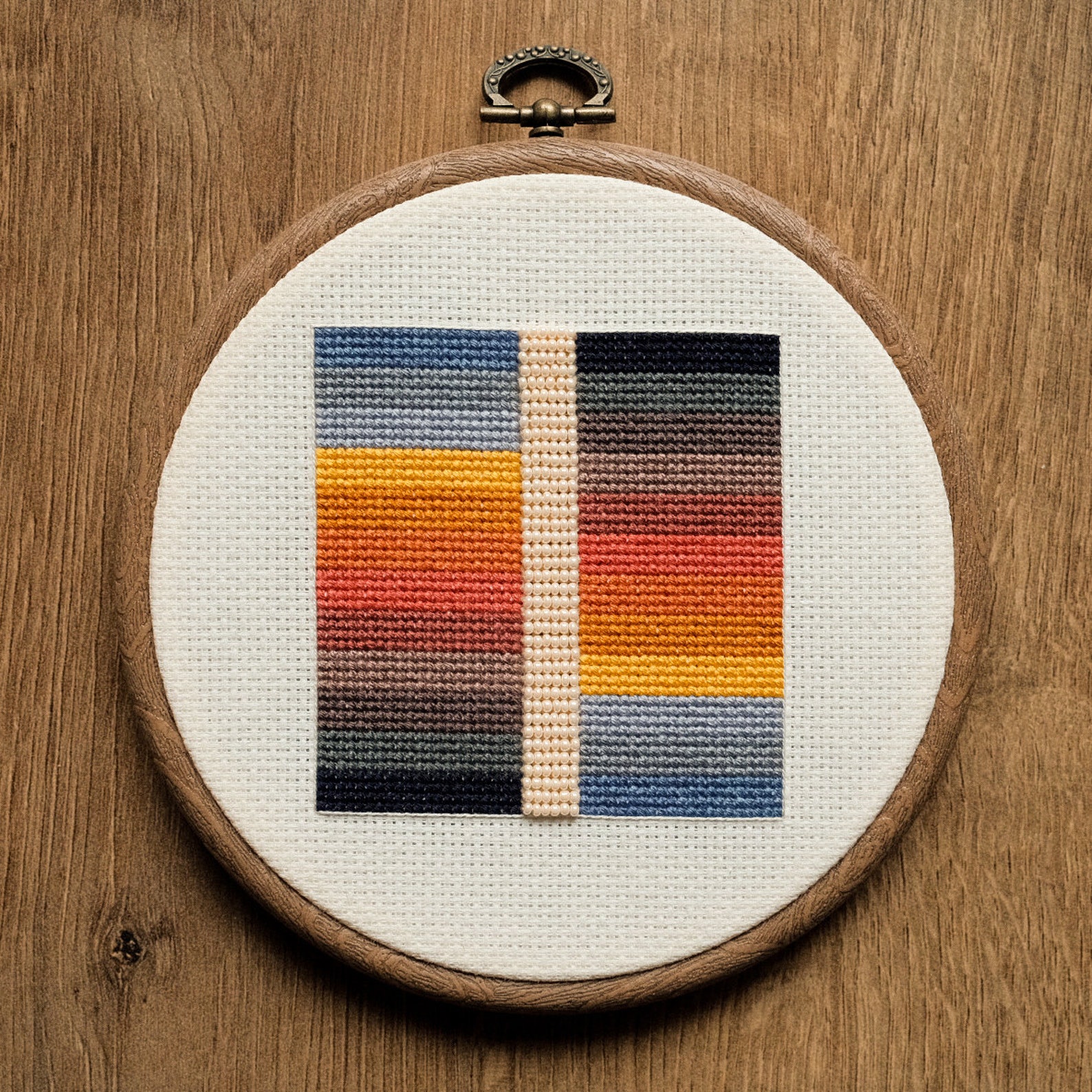 Digital PDF - Abstract Sunset Cross Stitch Pattern With Beads (digital ...