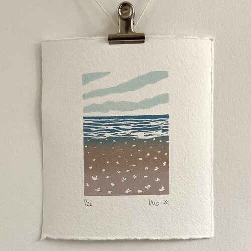 Original Linocut Abstract Minimalist Print Lino Print Beach - Etsy