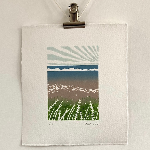 Original Print Linocut Print Sea Linocut Beach Landscape - Etsy