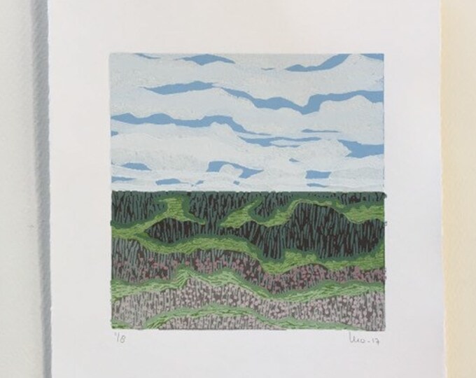 Linocut Art Print, Modern Linocut, Abstract Landscape, Contemporary Art ...