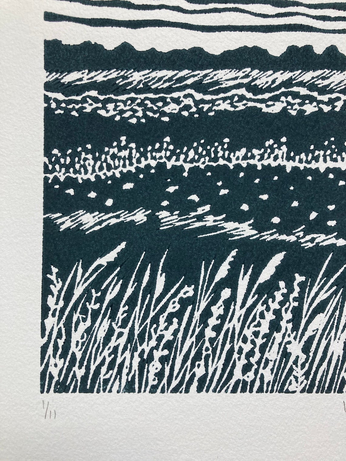 Original Linocut Block Print Blue Lino Print Art Gift - Etsy