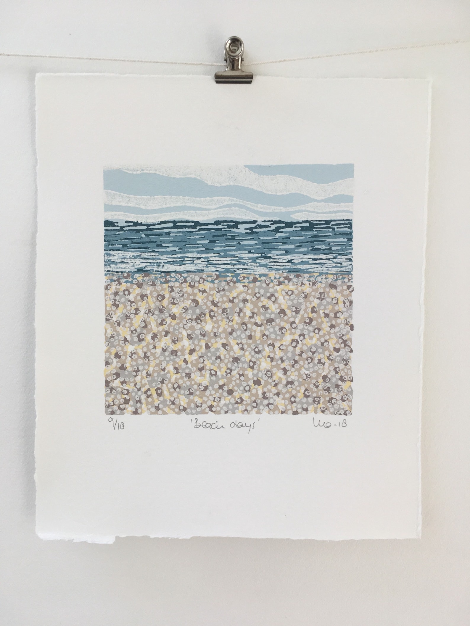 Original Print, Linocut Print, Sea Linocut, Beach Landscape, Abstract ...