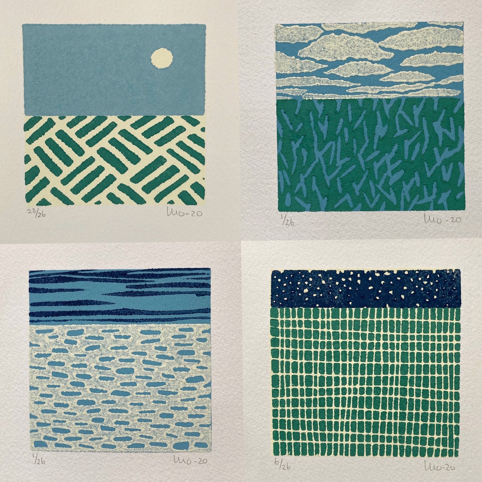 Linocut Flower Field Original Landscape Abstract Art Block | Etsy