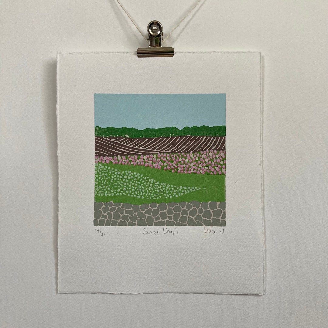 Linocut Art Print, Modern Linocut, Abstract Landscape, Contemporary Art ...