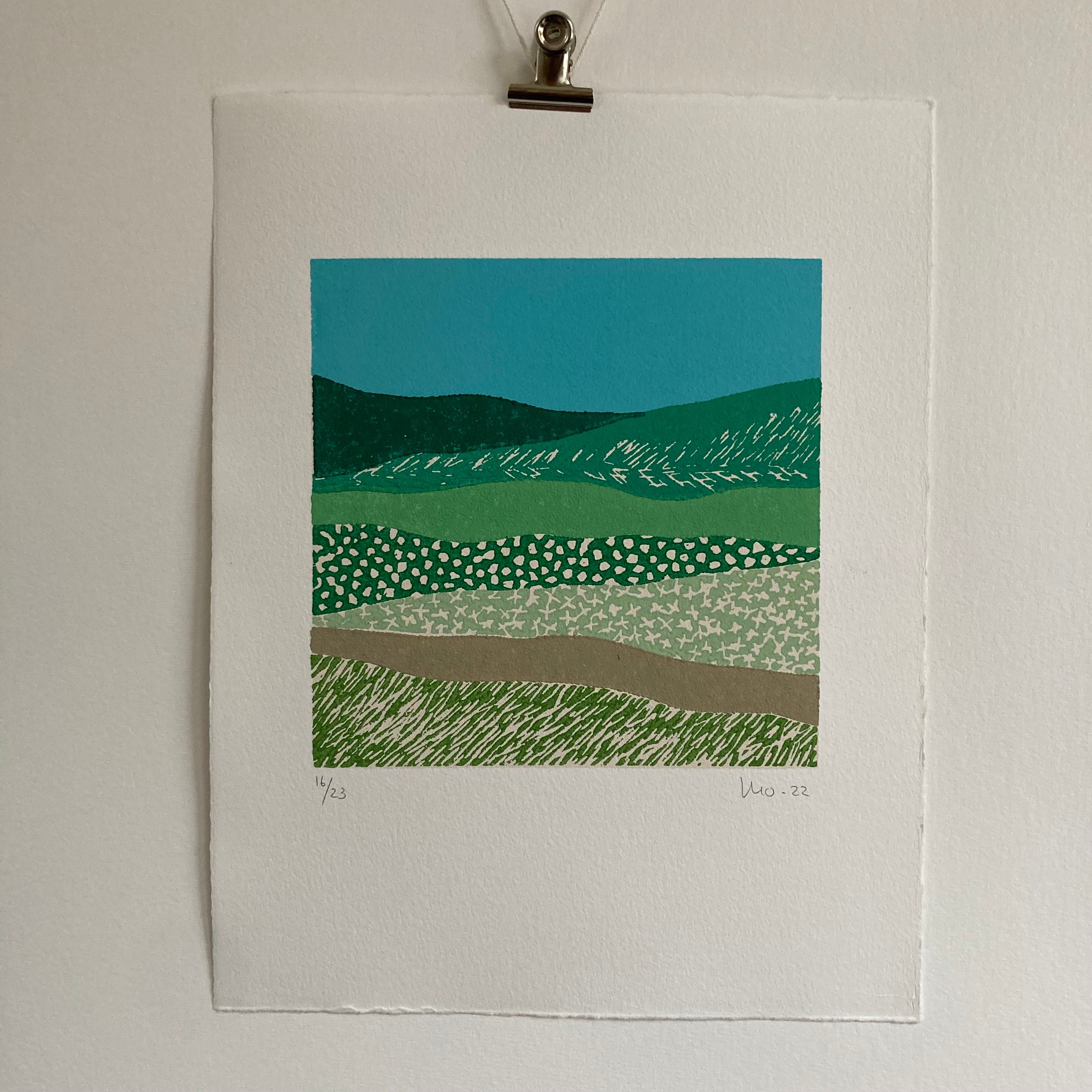Linocut Landscape Abstract Linocut Nature Lino Green Art - Etsy