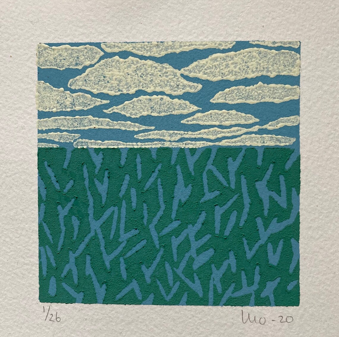 Small Linocut Landscape Abstract Nature Lino Green Art - Etsy