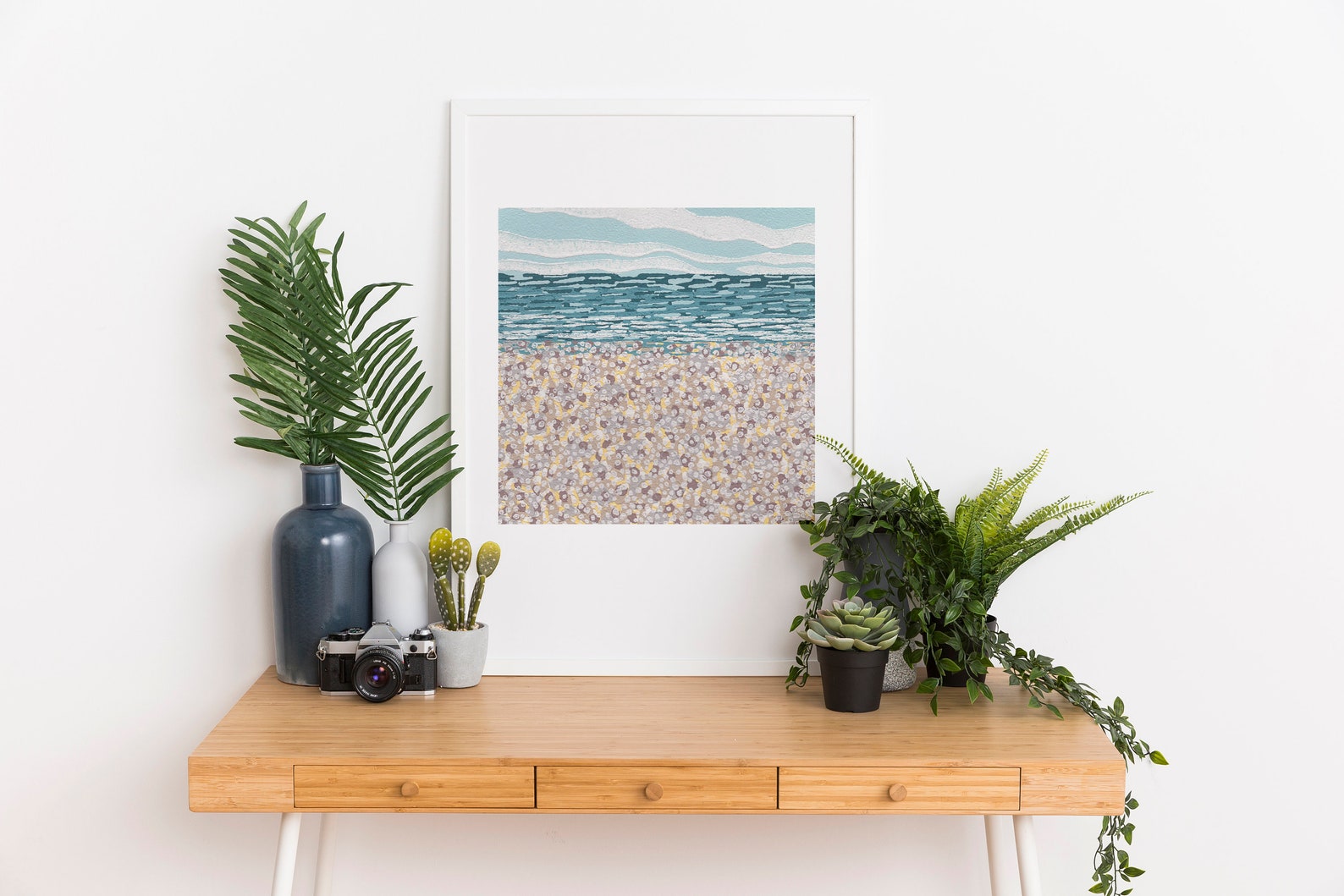 Original Print, Linocut Print, Sea Linocut, Beach Landscape, Abstract ...