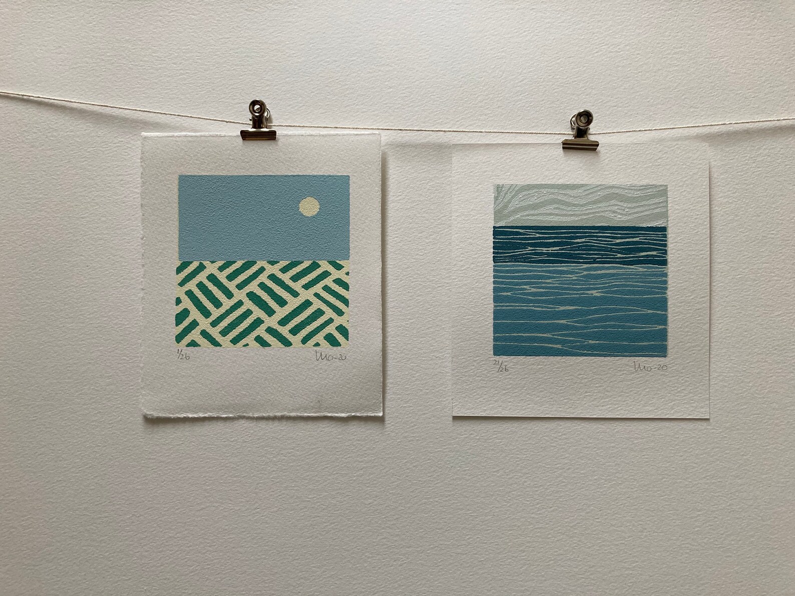 Sea Linocut Print Blue Small Art Original Abstract Lino - Etsy