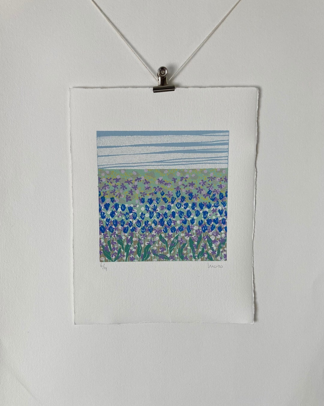 Original Linocut, Abstract Landscape Print, Block Print Art, Green Art ...