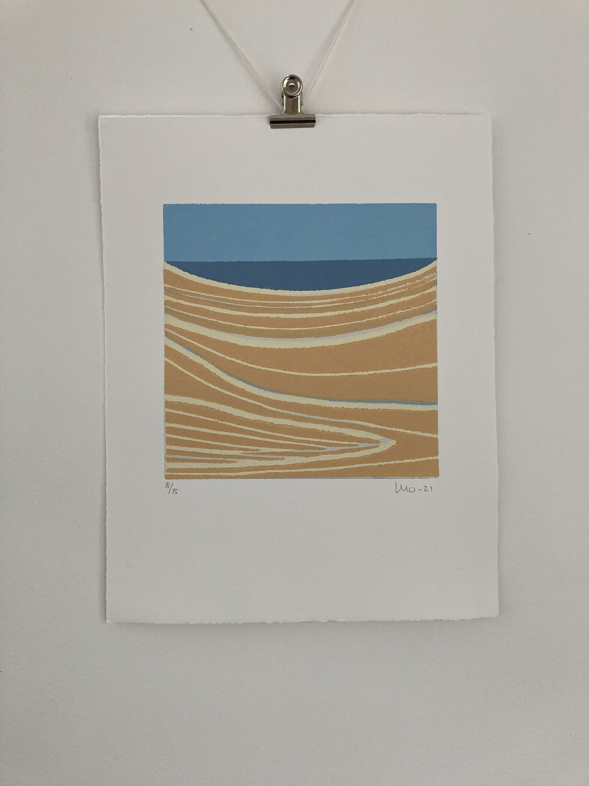 Linocut Landscape Abstract Art Print Original Linocut Blue - Etsy