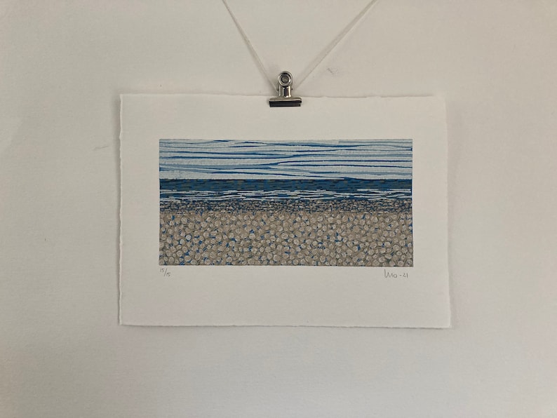 Original Print Linocut Print Sea Linocut Beach Landscape | Etsy