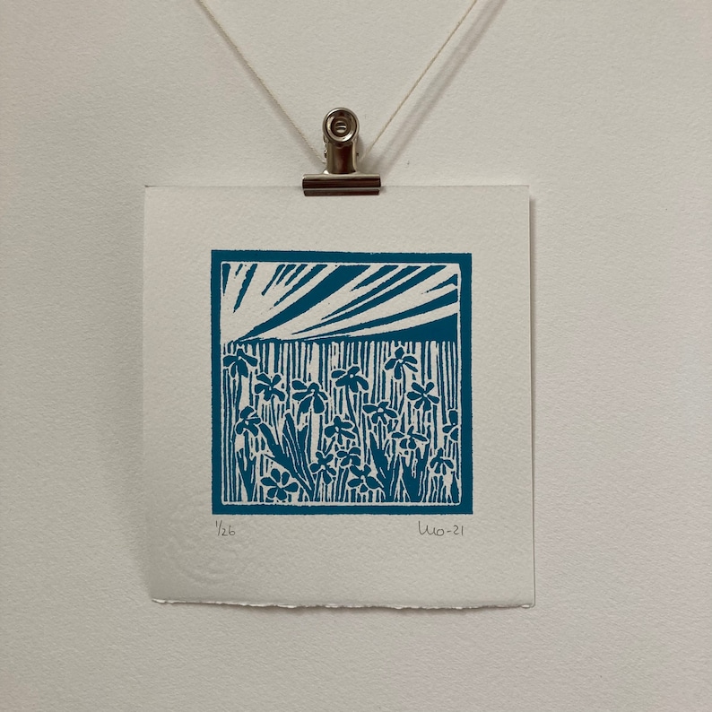 Original Linocut, Small Lino Print, Abstract Landscape, Minimalist Art ...