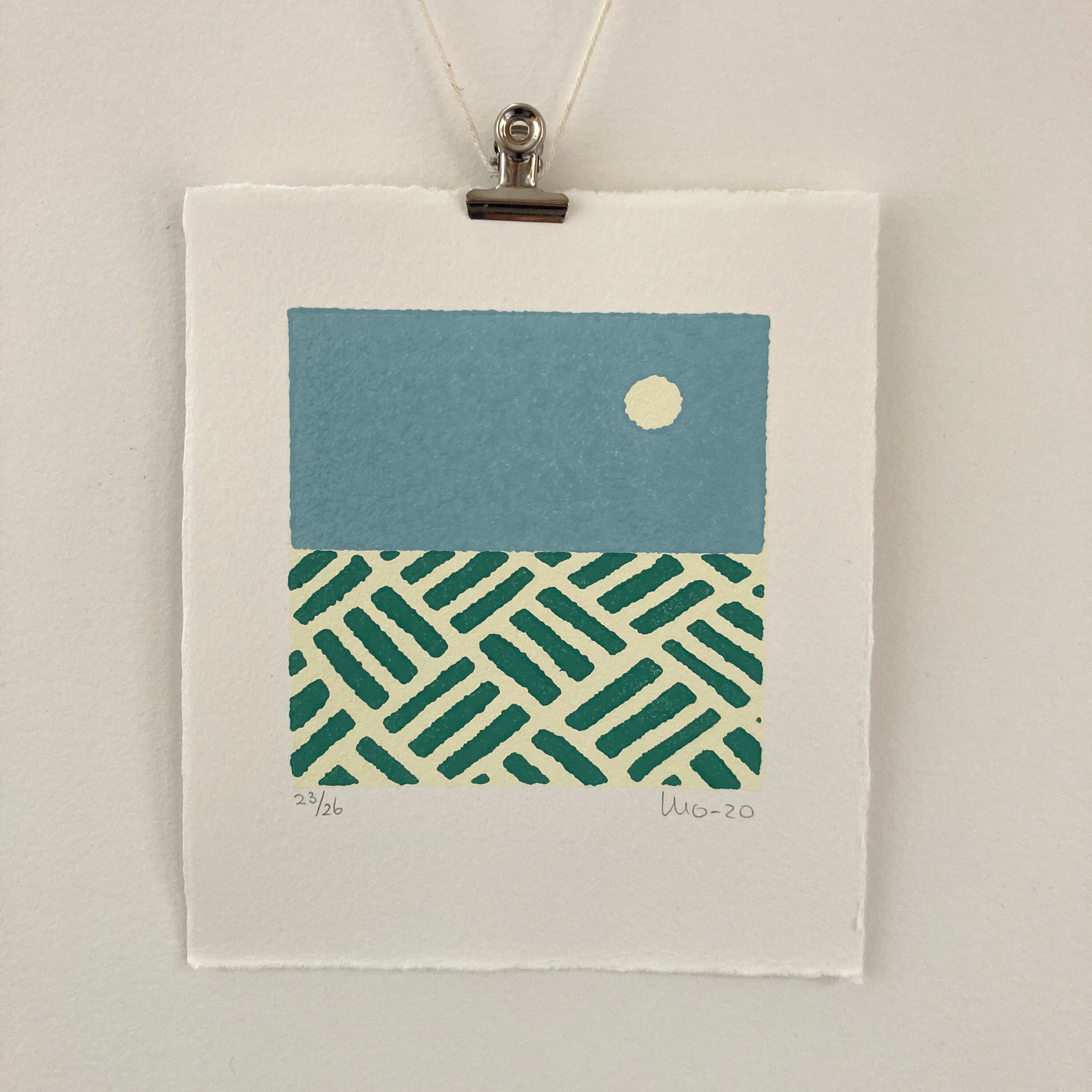 Small Linocut Landscape, Abstract Nature Lino, Green Art Print, Block ...