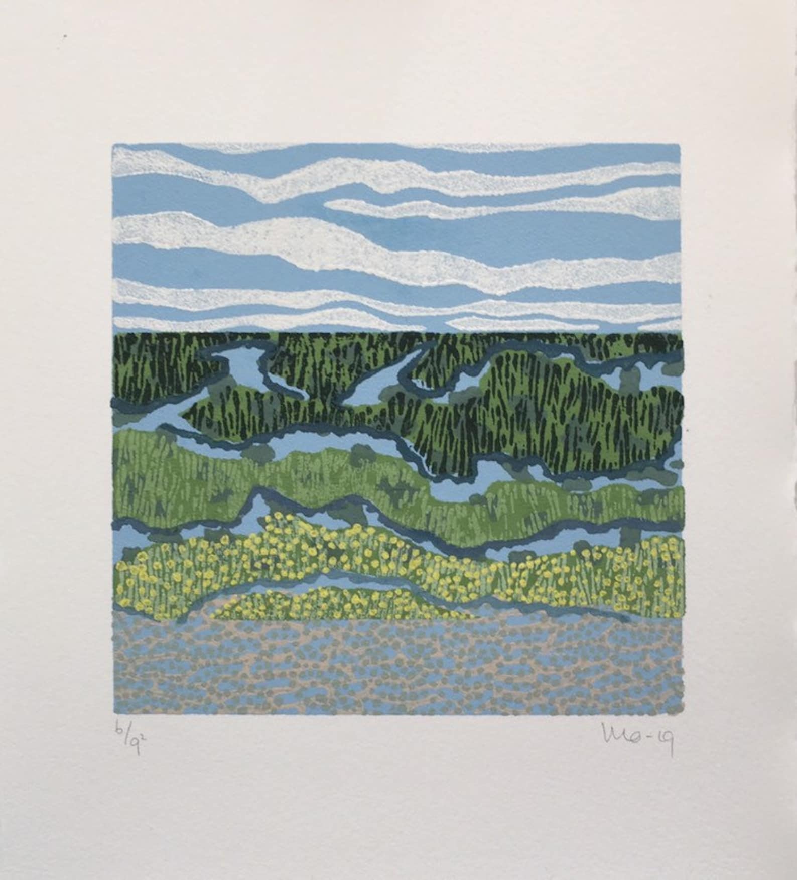 Linocut Landscape Abstract Linocut Nature Lino Green Art - Etsy