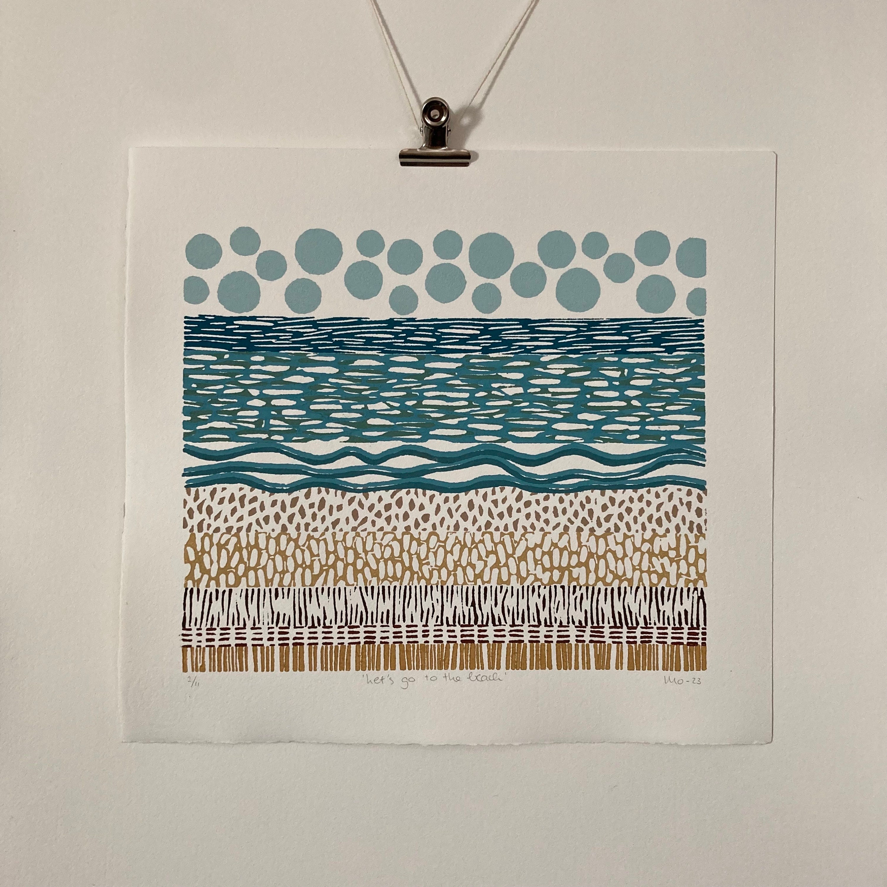 Original Linocut, Sea Art, Minimalist Print, Modern Lino Art, Ocean Landscape, Block Print Art ...