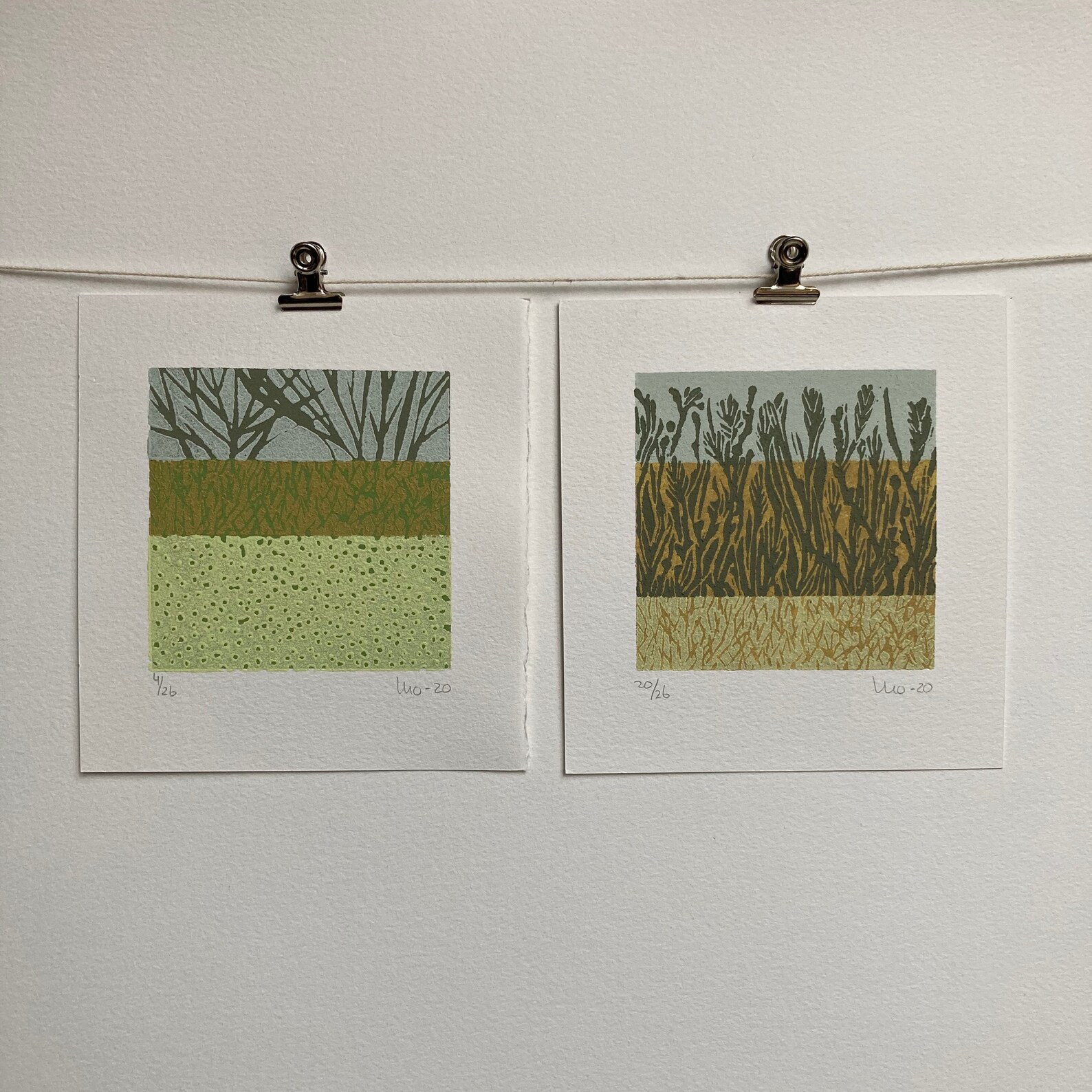 Flower Field Linocut Small Abstract Landscape Original Lino | Etsy