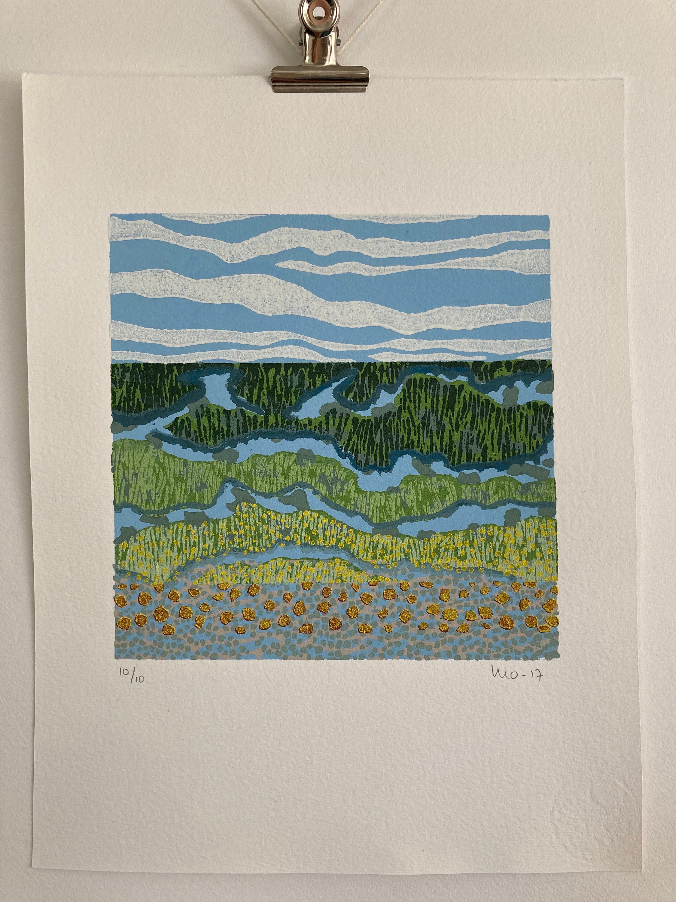 Linocut Landscape Abstract Linocut Nature Lino Green Art - Etsy Nederland