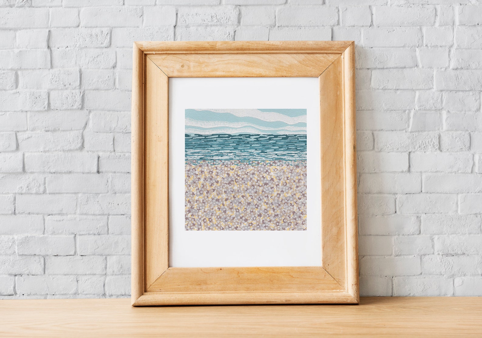 Original Print, Linocut Print, Sea Linocut, Beach Landscape, Abstract ...