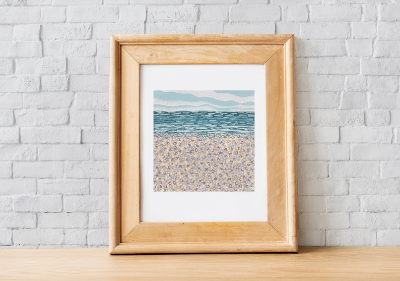 Original Print Linocut Print Sea Linocut Beach Landscape - Etsy