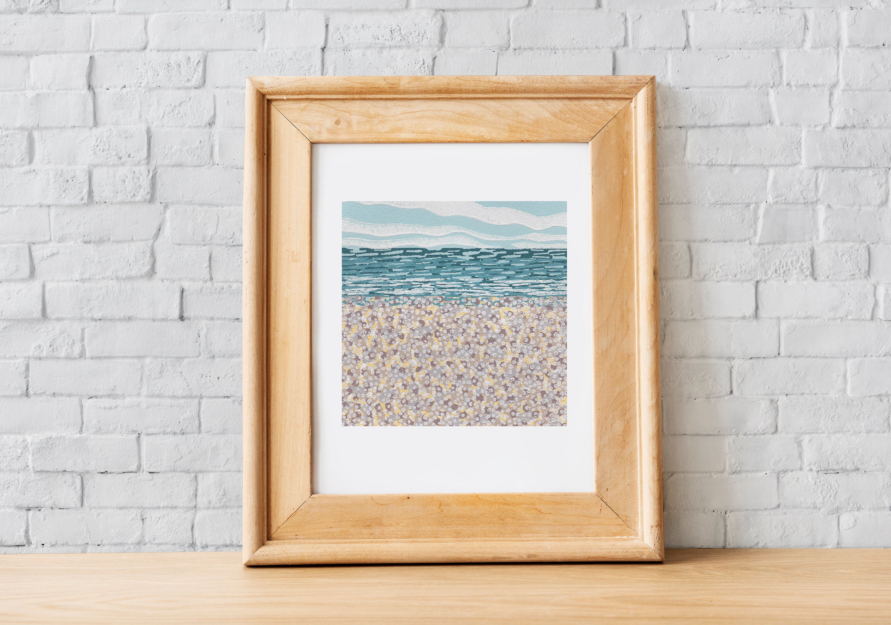 Original Print, Linocut Print, Sea Linocut, Beach Landscape, Abstract ...
