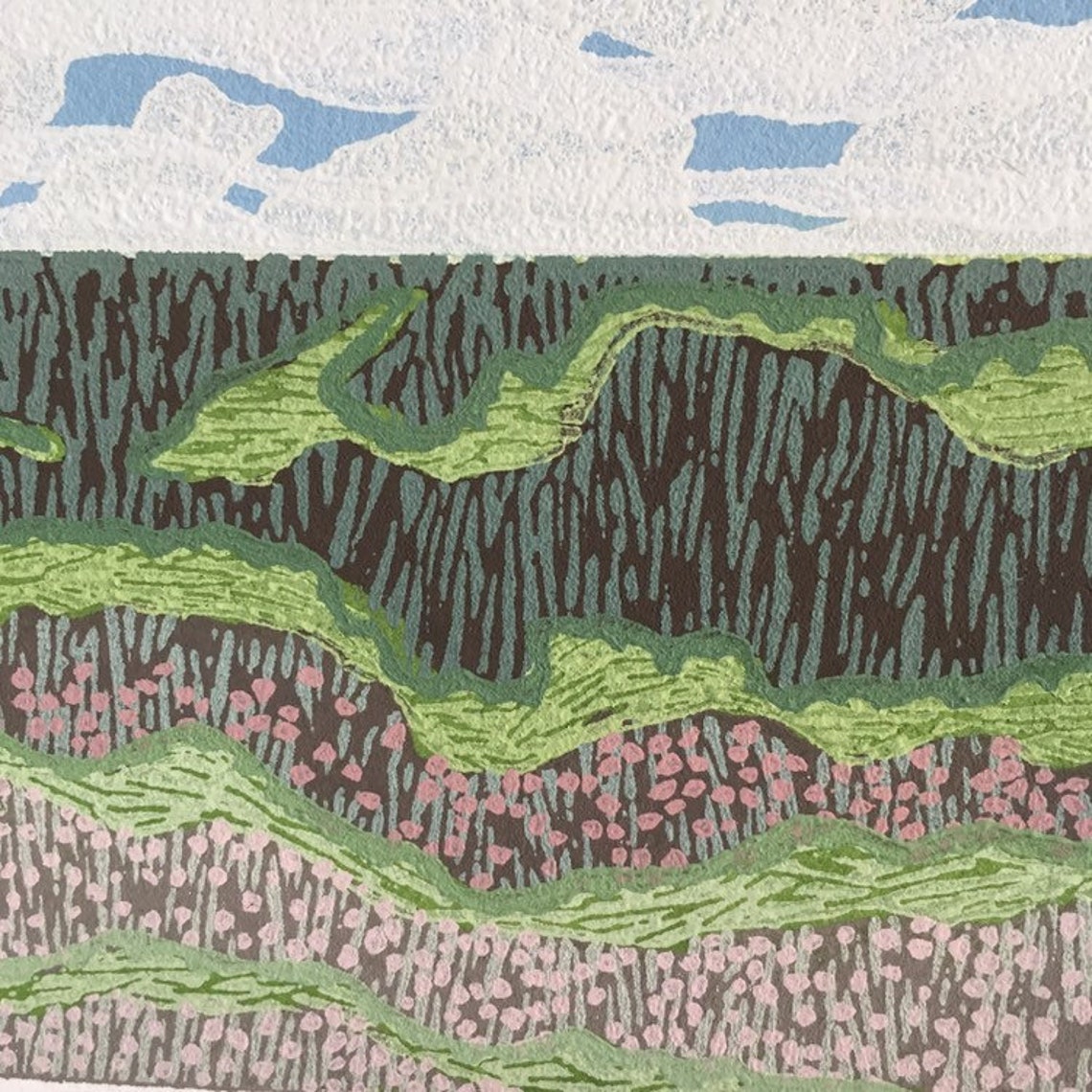 Linocut Art Print Modern Linocut Abstract Landscape | Etsy