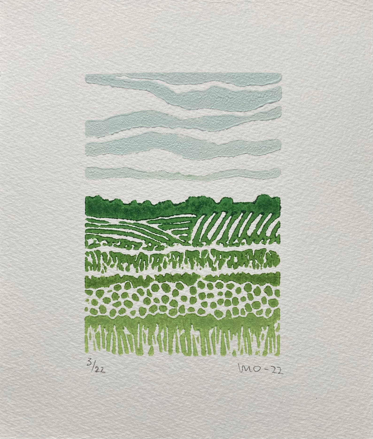 Small Linocut Green Landscape Abstract Original Lino Print - Etsy