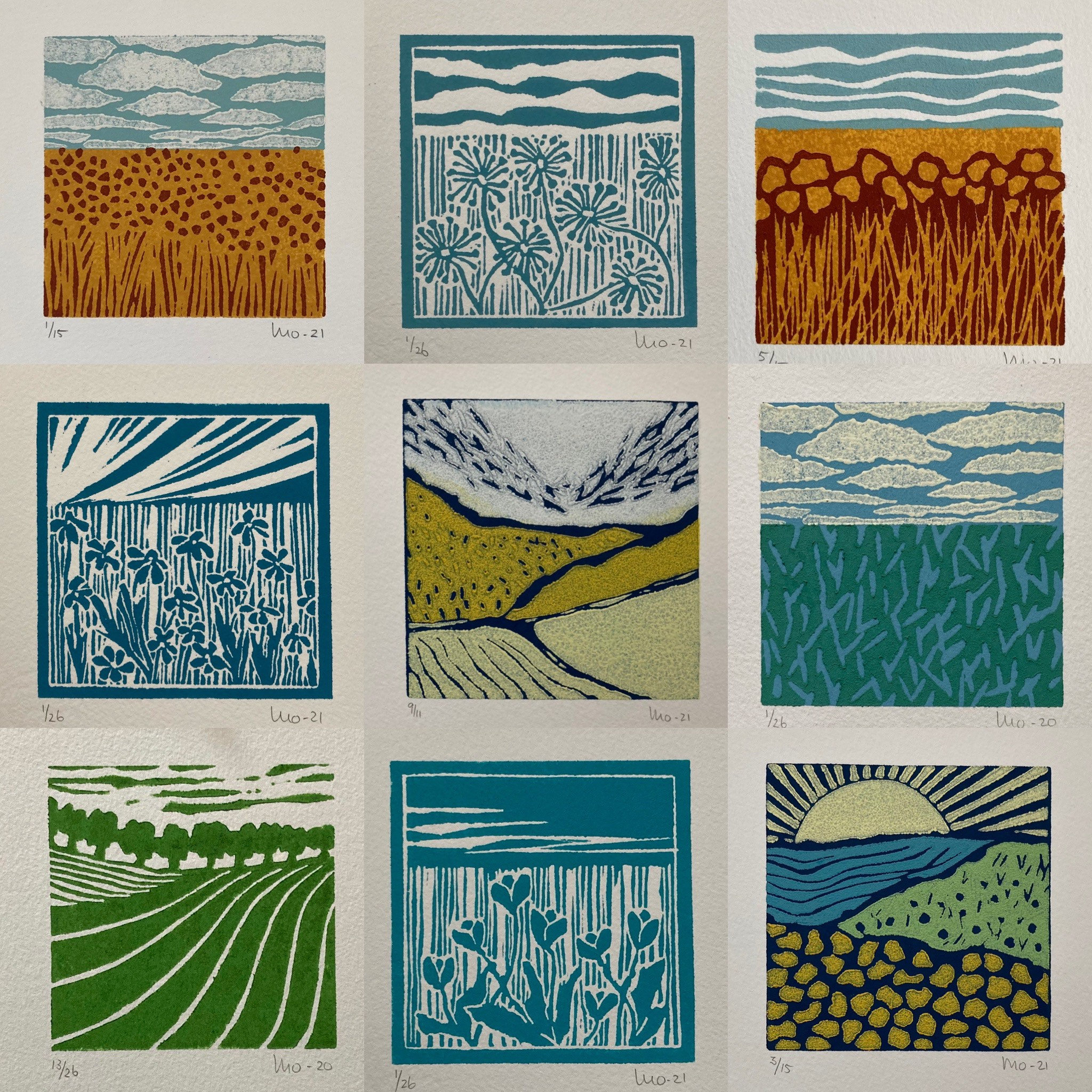 Original Linocut, Small Lino Print, Abstract Landscape, Minimalist Art ...