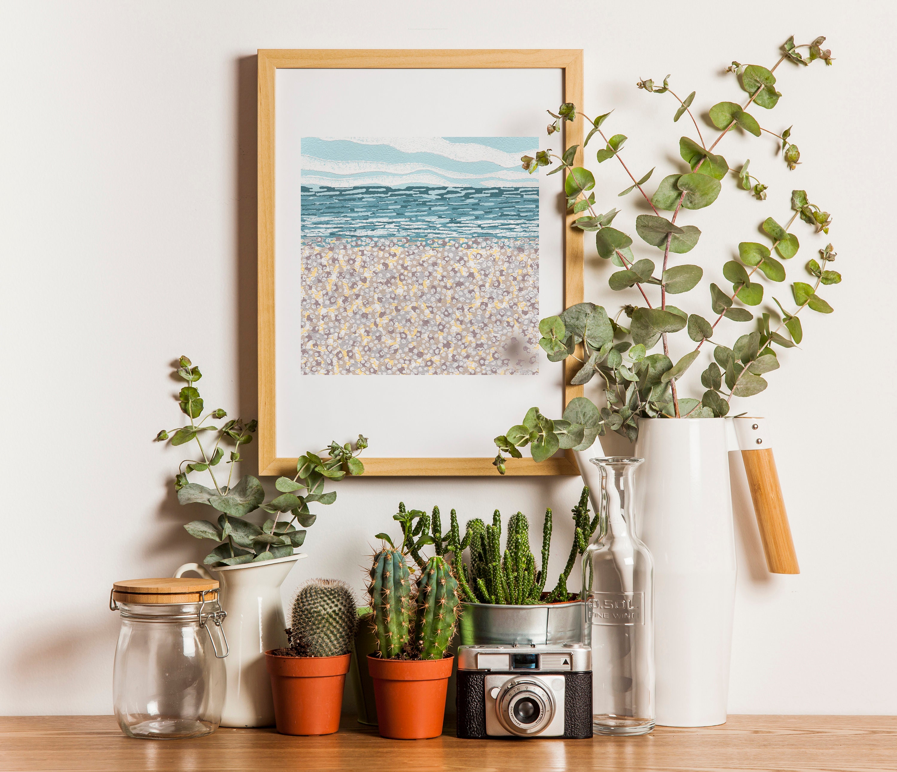 Original Print Linocut Print Sea Linocut Beach Landscape | Etsy