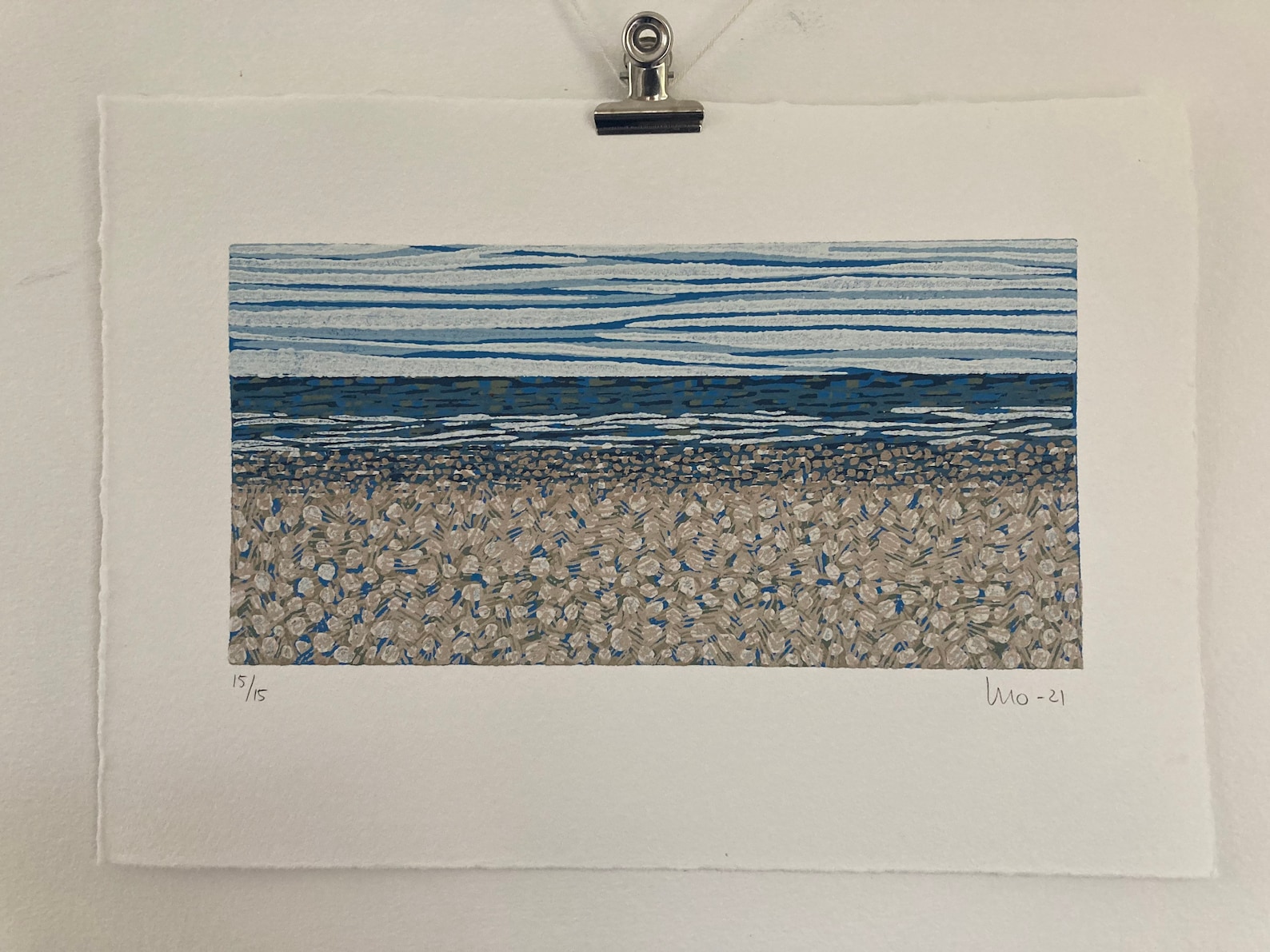 Original Print, Linocut Print, Sea Linocut, Beach Landscape, Abstract ...