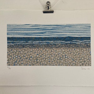 Original Print, Linocut Print, Sea Linocut, Beach Landscape, Abstract ...