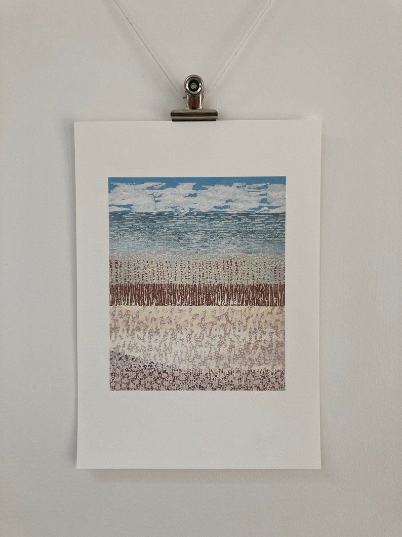 Sea Linocut Print, Abstract Landscape Print, Modern Print, Lino Print ...