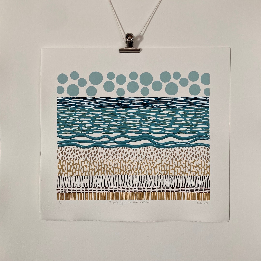 Original Linocut, Sea Art, Minimalist Print, Modern Lino Art, Ocean ...