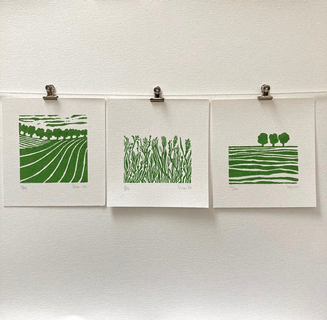 Flower Field Linocut Small Abstract Landscape Original Lino | Etsy