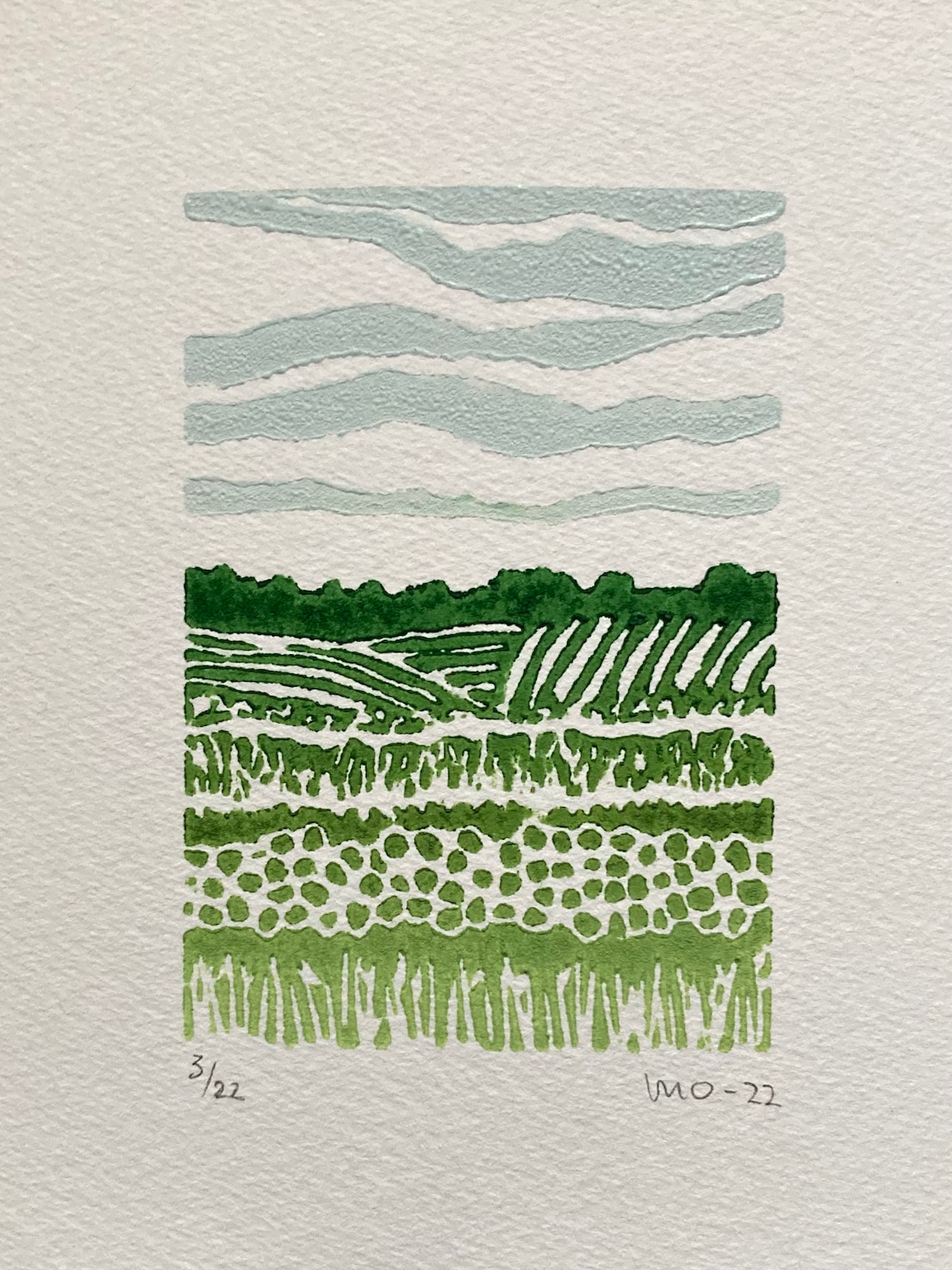 Small Linocut Green Landscape Abstract Original Lino Print - Etsy