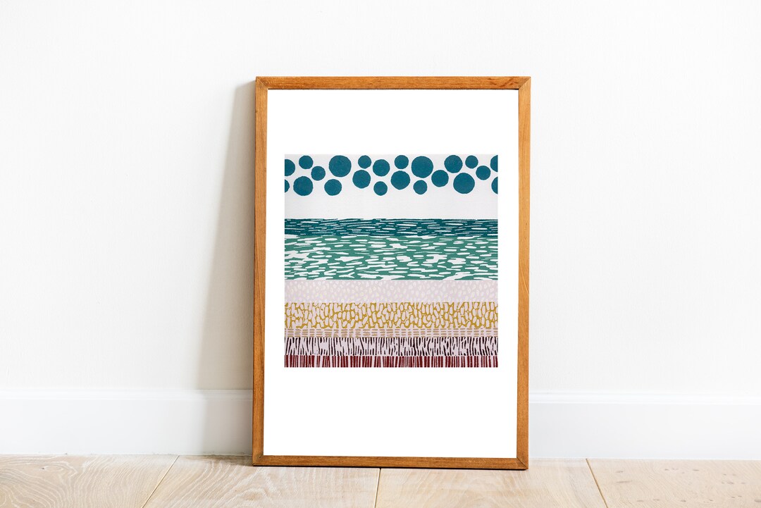 Sea Linocut Print, Abstract Landscape Print, Modern Print, Lino Print ...