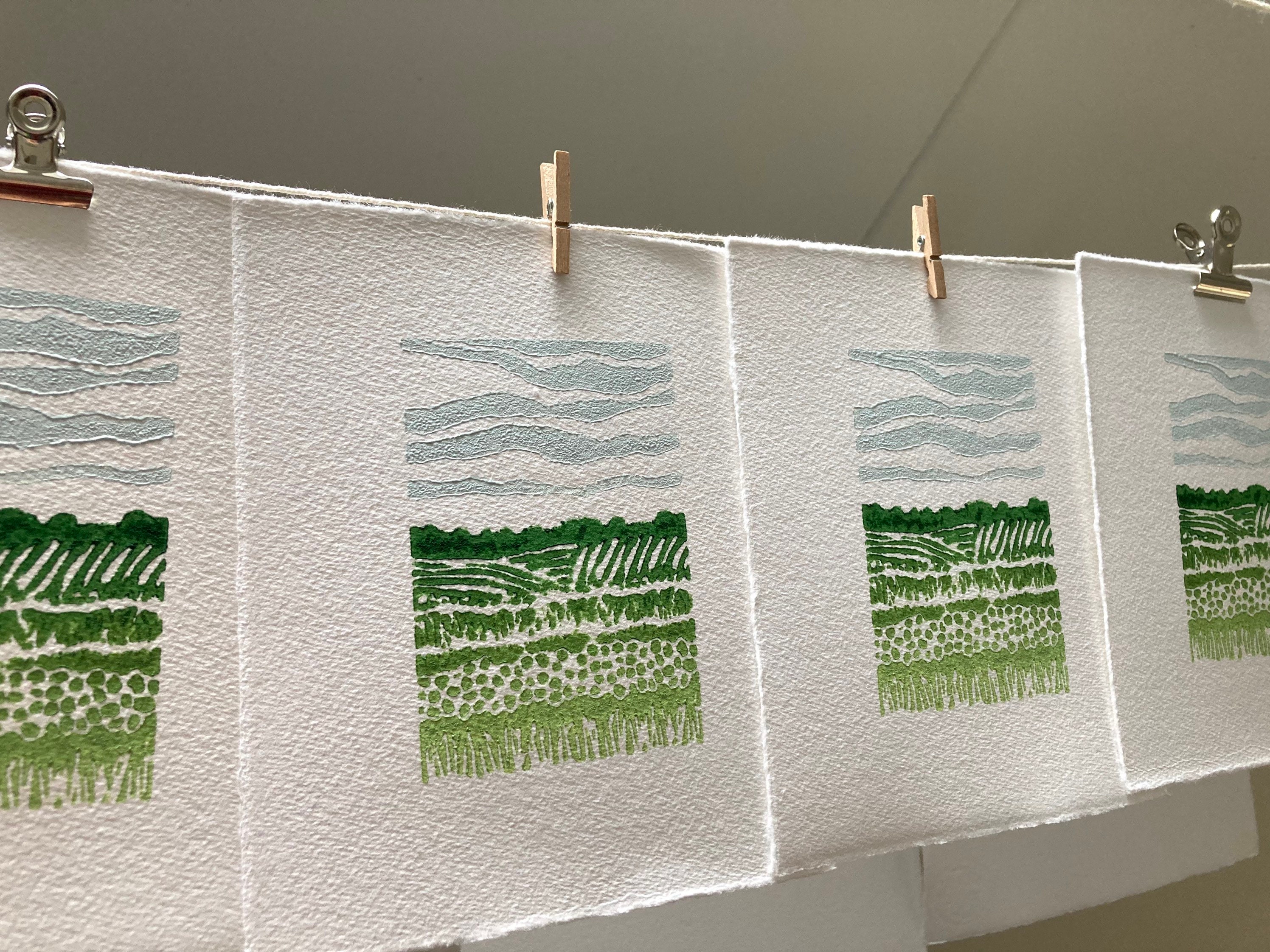 Small Linocut Green Landscape Abstract Original Lino Print - Etsy