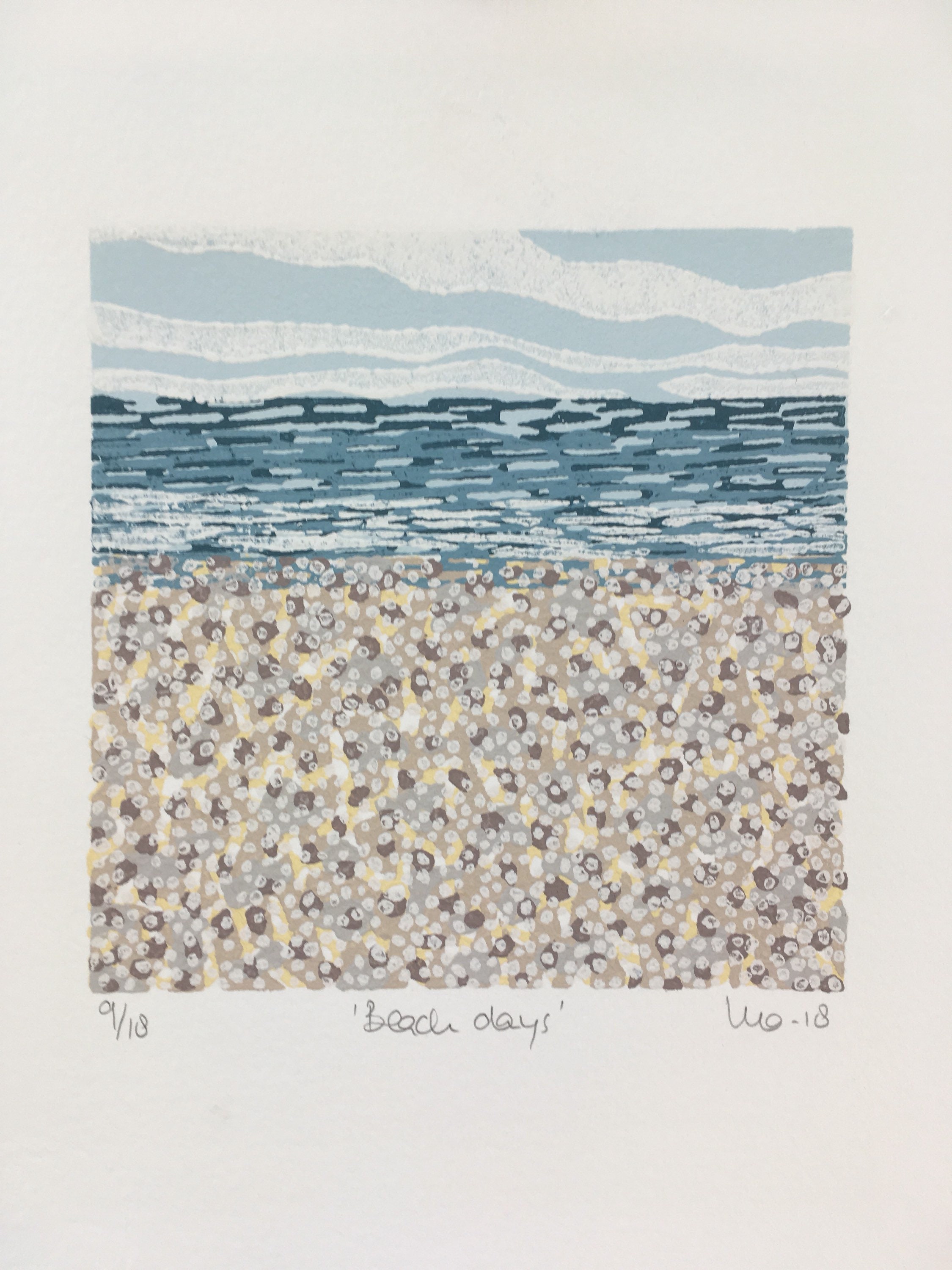 Original Print, Linocut Print, Sea Linocut, Beach Landscape, Abstract ...