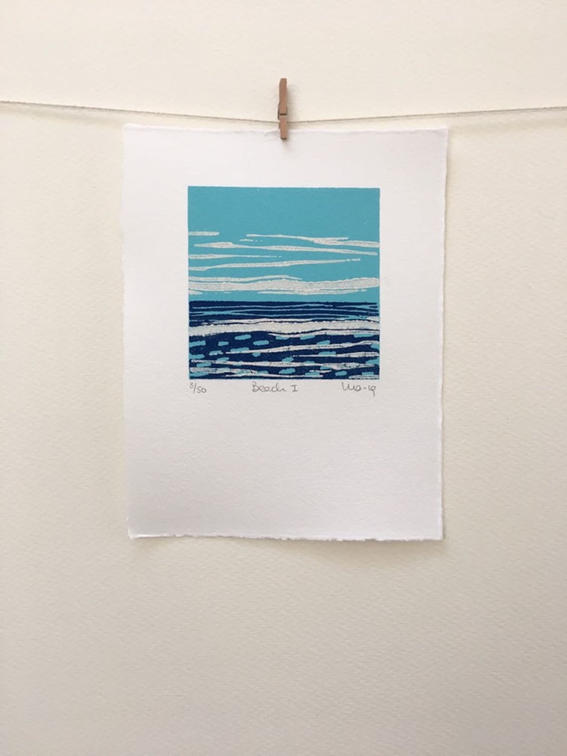 Original Linocut Abstract Minimalist Print Lino Print Beach - Etsy