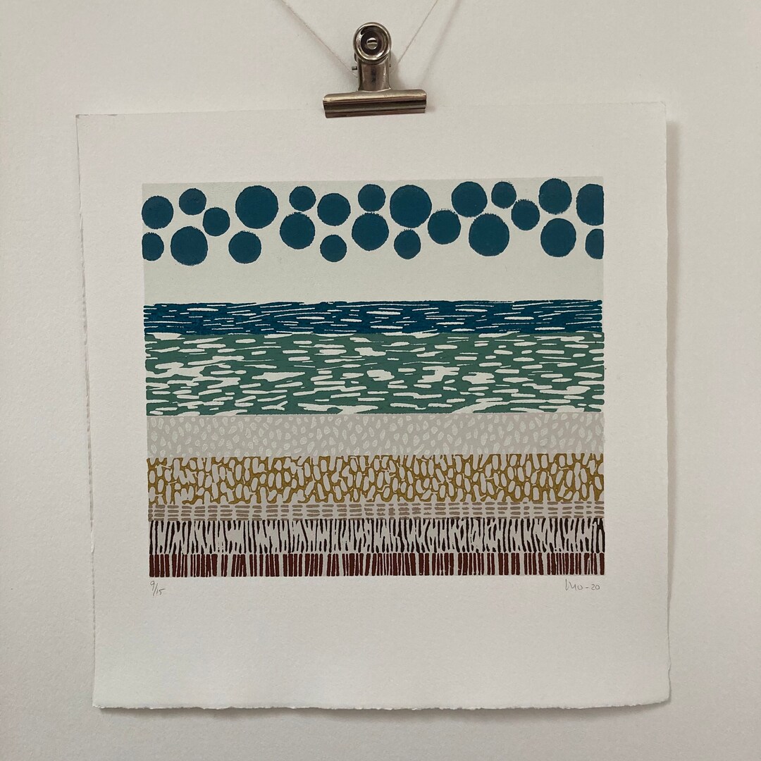 Original Linocut, Sea Art, Minimalist Print, Modern Lino Art, Ocean ...
