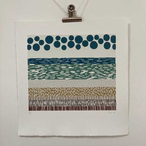 Original Linocut Sea Art Minimalist Print Modern Lino Art - Etsy