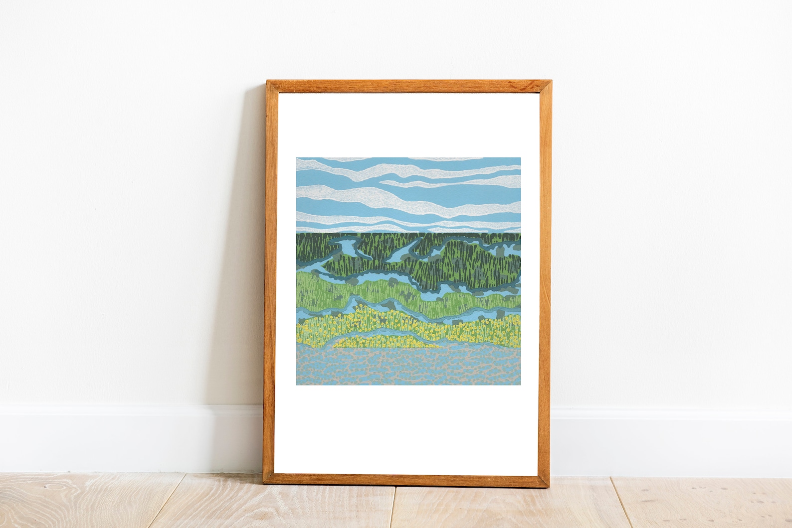 Linocut Landscape, Abstract Linocut, Nature Lino, Green Art Print ...
