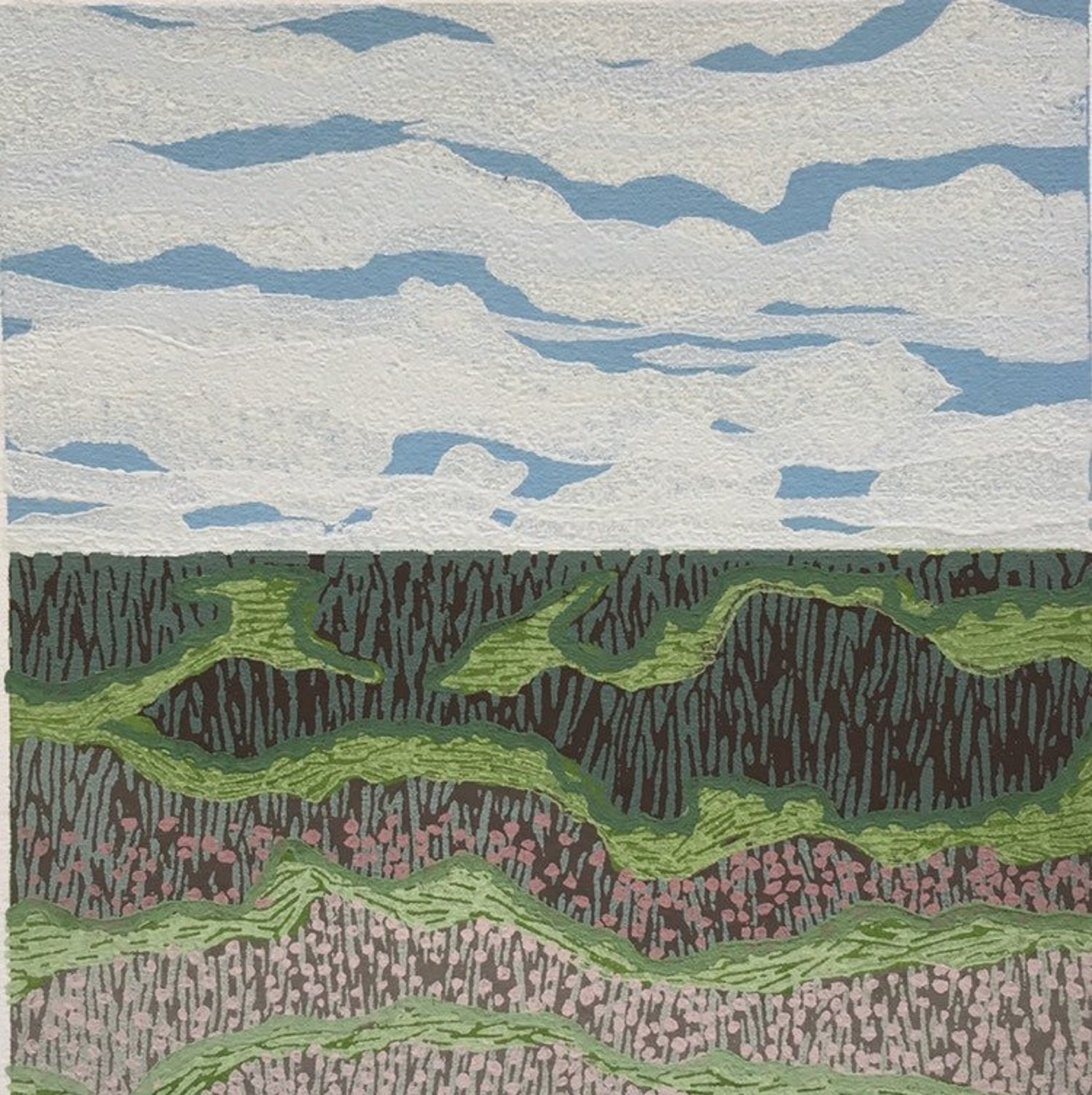 Linocut Art Print Modern Linocut Abstract Landscape | Etsy