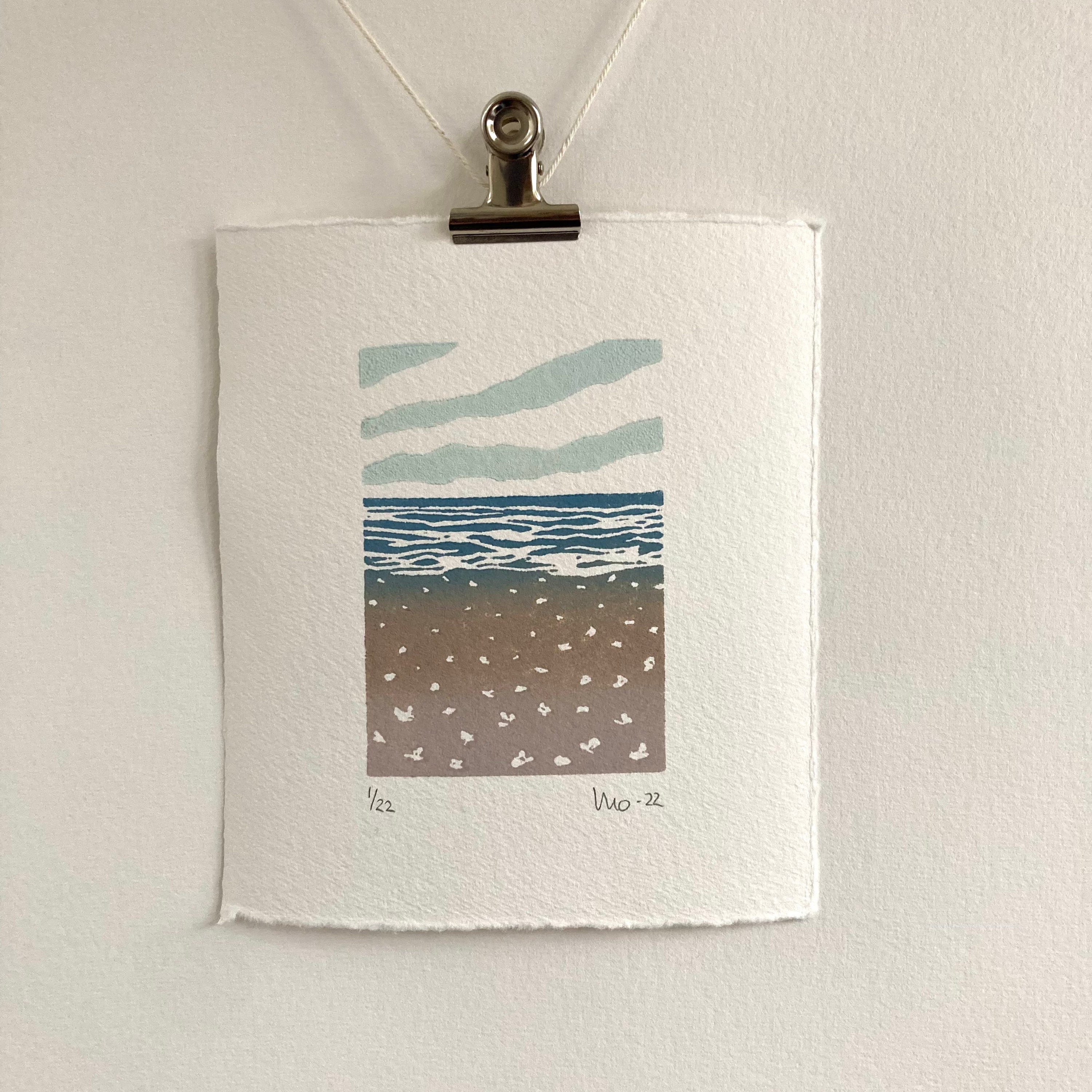 Small Original Linocut Sea Landscape Beach Print Lino - Etsy