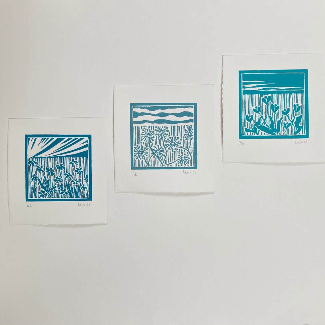 Original Linocut Small Lino Print Abstract Landscape | Etsy