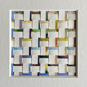Abstract Watercolor Painting, Colorful Wall Art, Original Paper Weaving ...