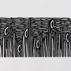 Linocut Flowers, Flower Art, Original Artwork, Handcolored Linocut ...